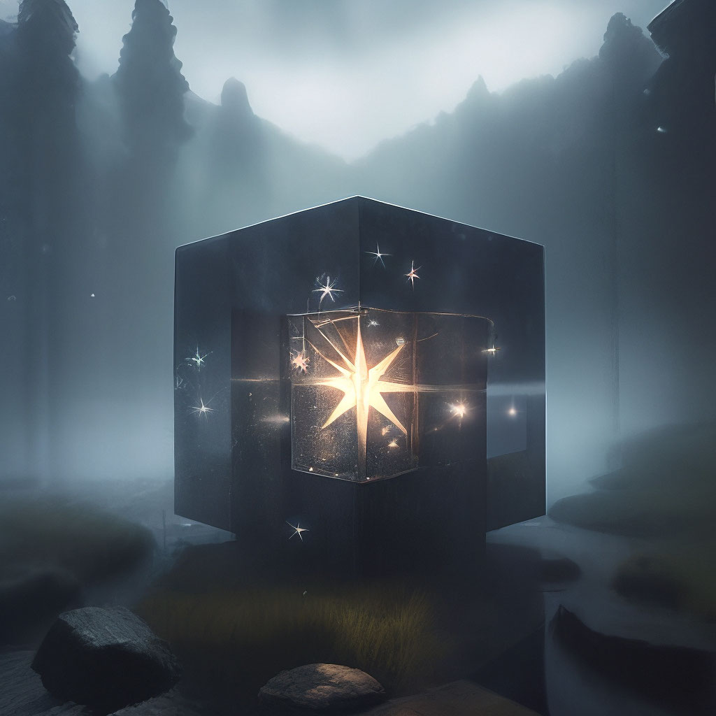 "A star in a cube" — image created in Shedevrum