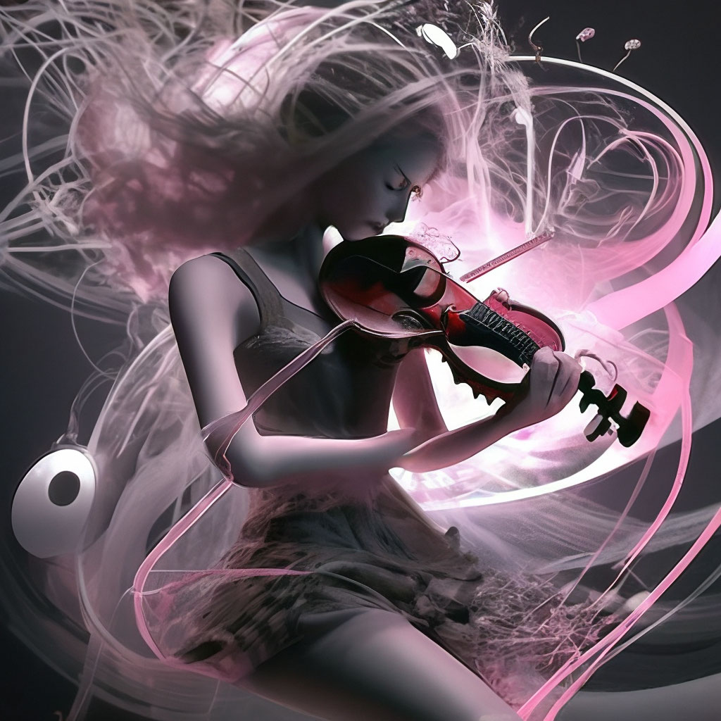 "Abstraction of sound vibrations symbiosis of a girl and a violin ...