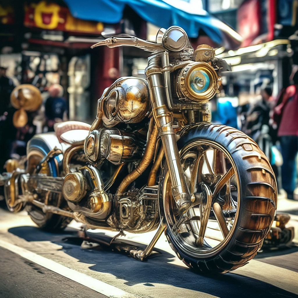 "Motorcycle steampunk style , hyperrealism,128k, high resolution ...