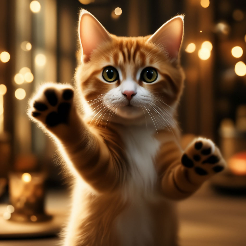"A gift for Axis 🎁 A cute, cute, inquisitive cat high-fives Axis in ...
