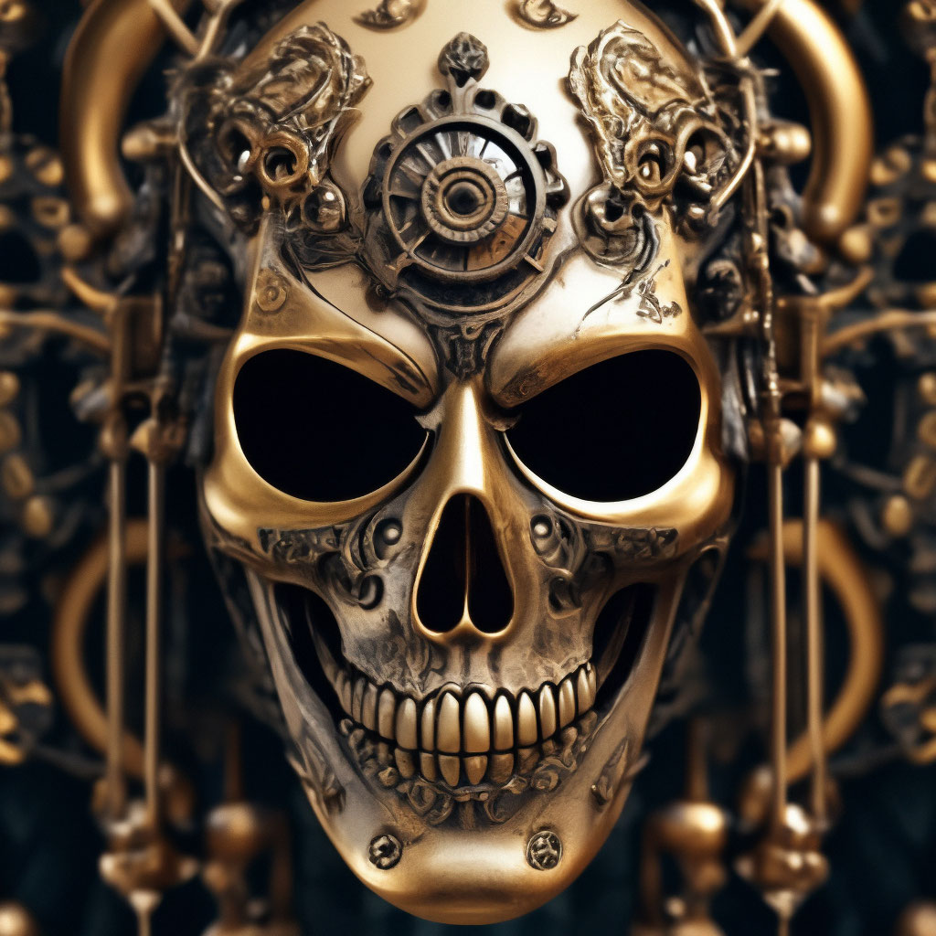 "Creepy mask stylized Libra zodiac, steampunk style, beautiful ...