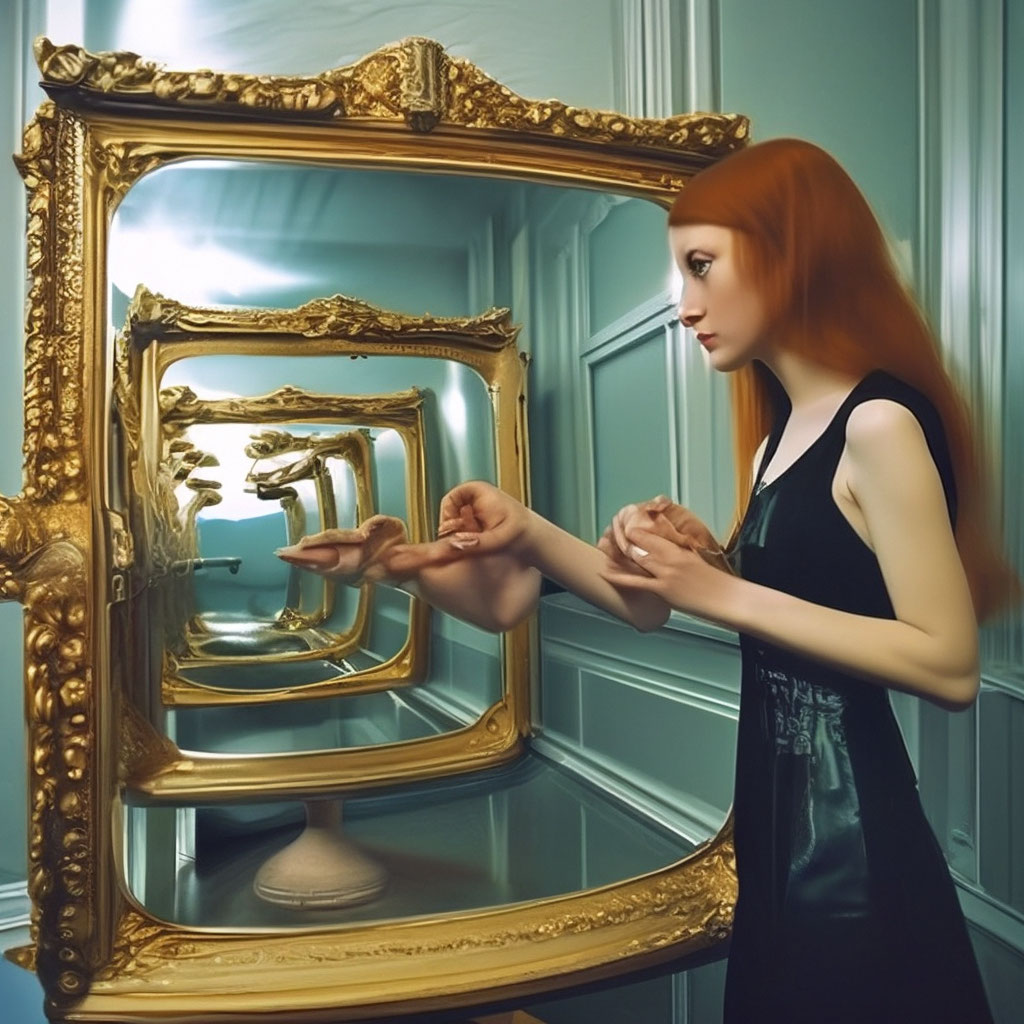 "Spectrophobia - fear of mirrors" — image created in Shedevrum