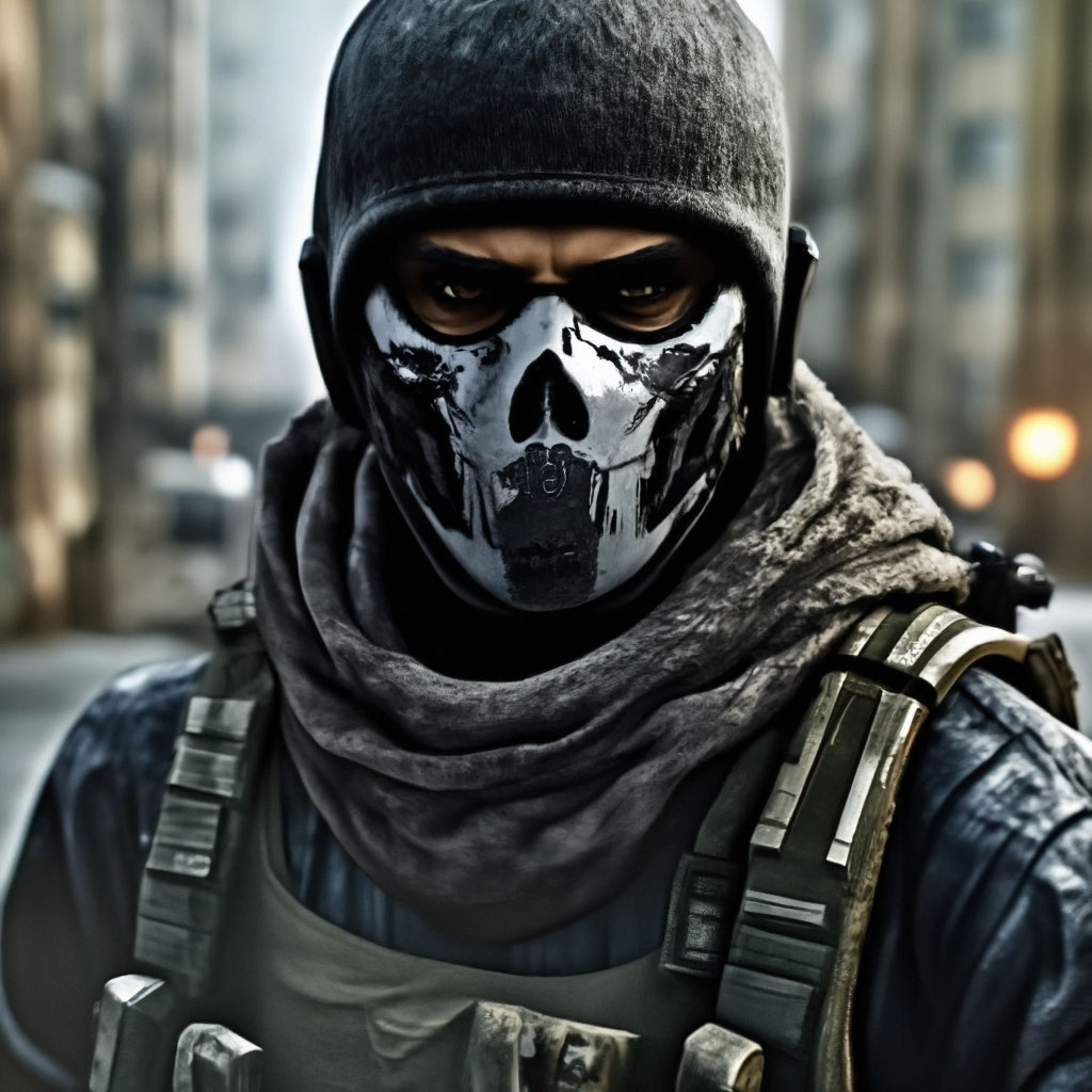 "Characters of the game Call of Duty Ghosts" — image created in Shedevrum