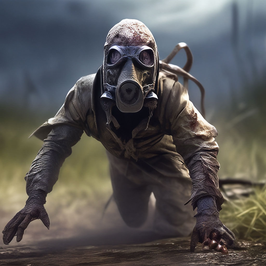 "Humanoid mutant snork, stalker in a broken gas mask with his mouth ...