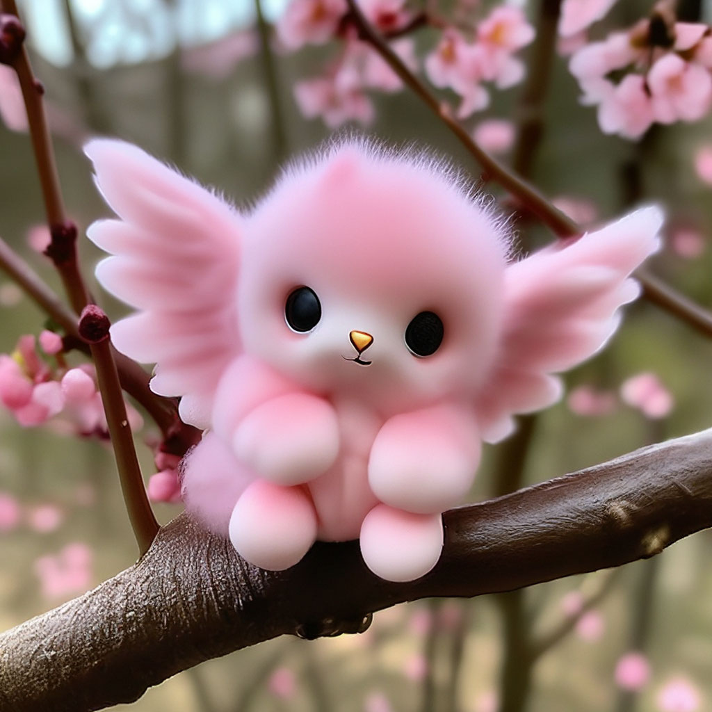 "The tiniest and cutest pink fluffy creature with angel wings 🪽on a ...
