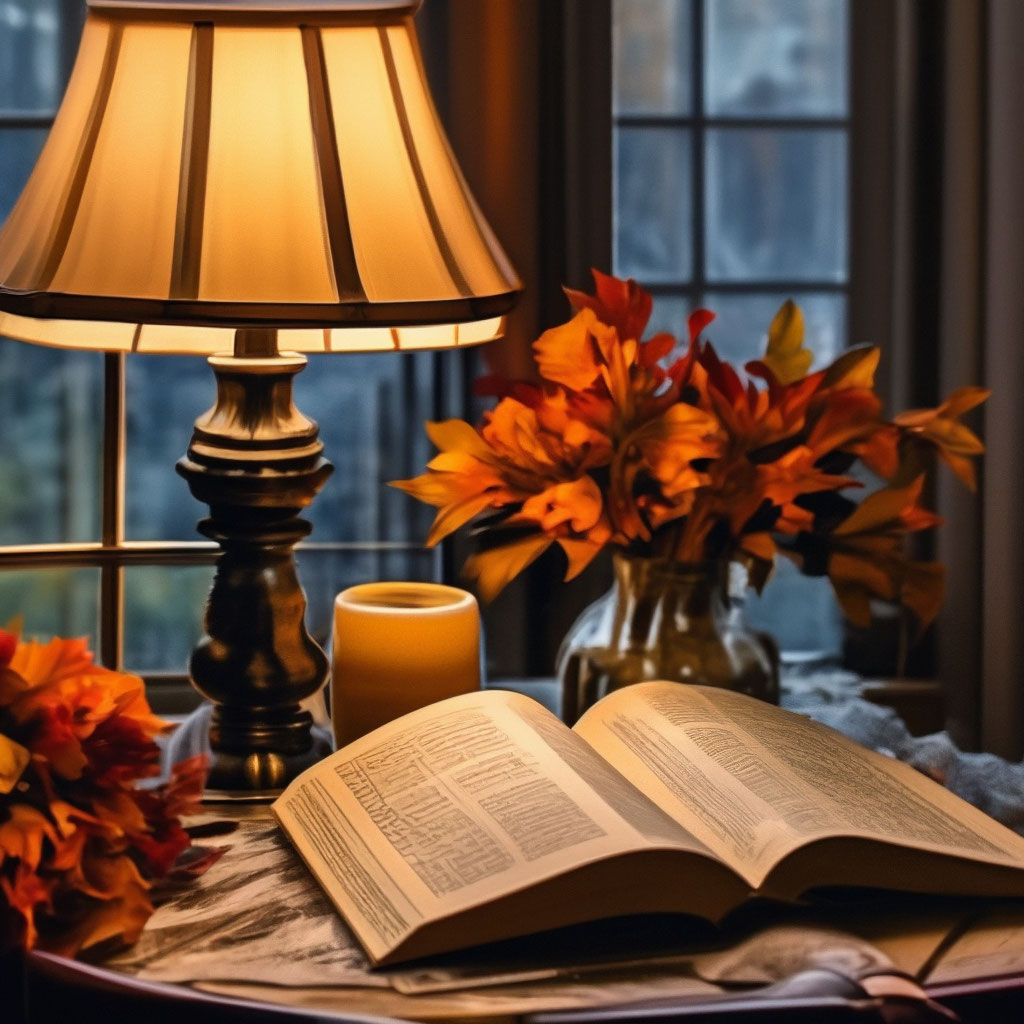 "Cold November evening, delicate watercolor, lumen, beautiful lampshade ...