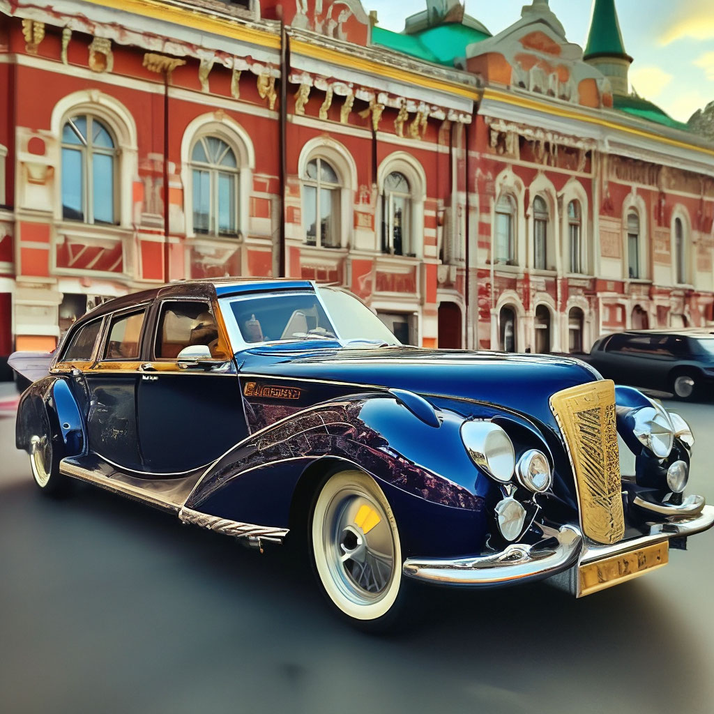 "Luxury car in baroque style on the street of Moscow" — image created ...