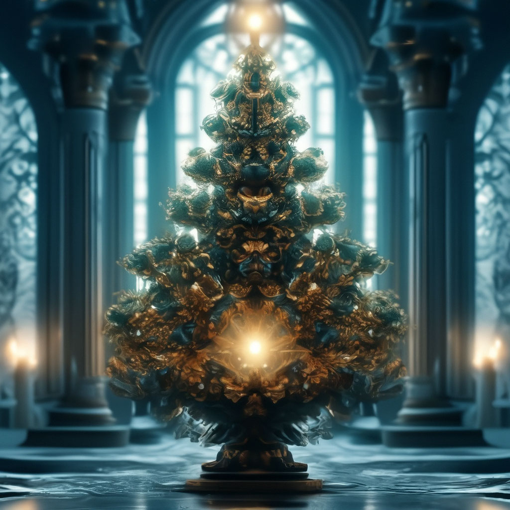 "Christmas tree, surrealism, hyperdetalization, mysticism, fantasy ...