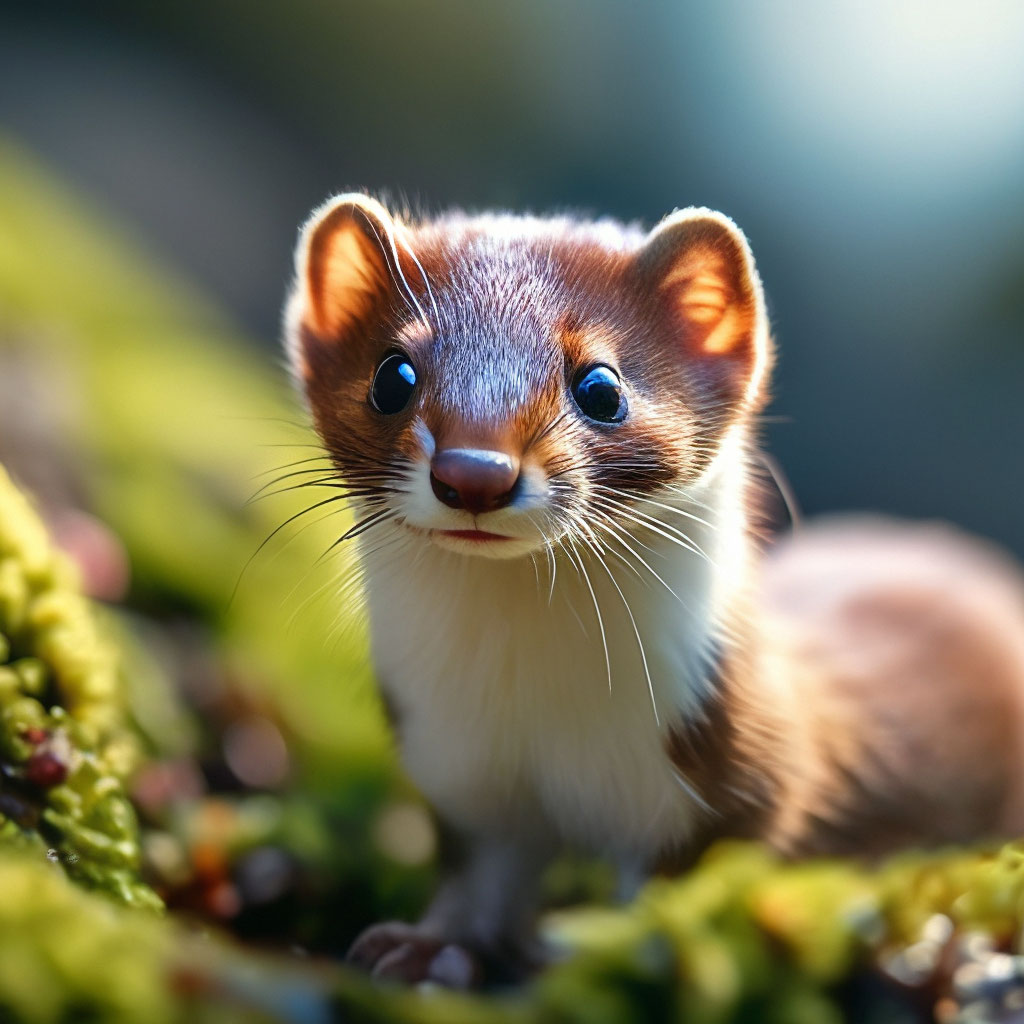 "Cute weasel, professional photo, 4k, realistic, beautiful, high detail ...