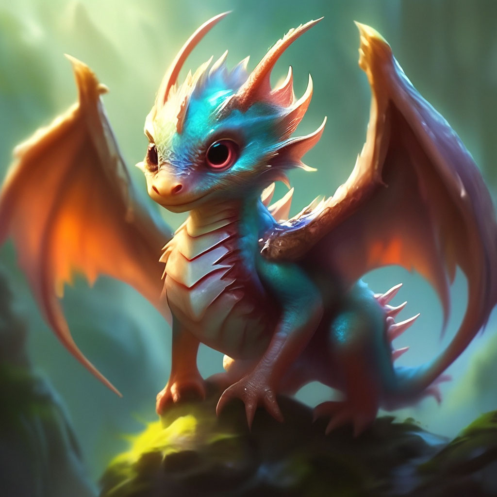 "A small, mythical dragon." — image created in Shedevrum