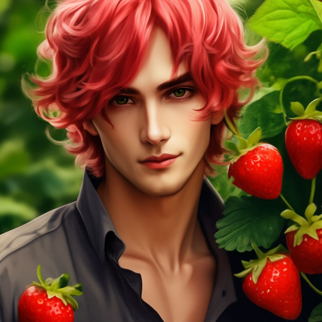 "Strawberry. male humanization." — image created in Shedevrum