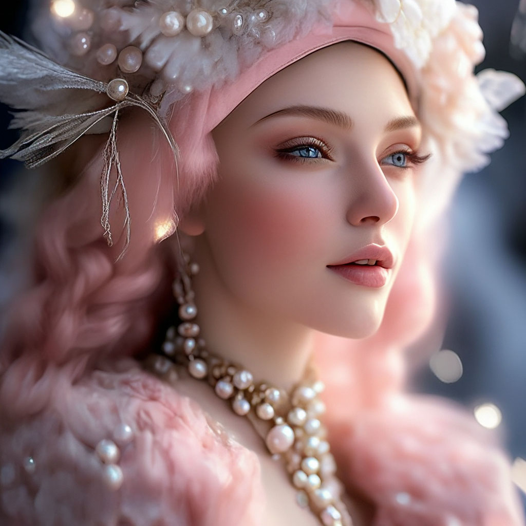 "Realistic detailed portrait of a beautiful winter fairy, in a brocade ...