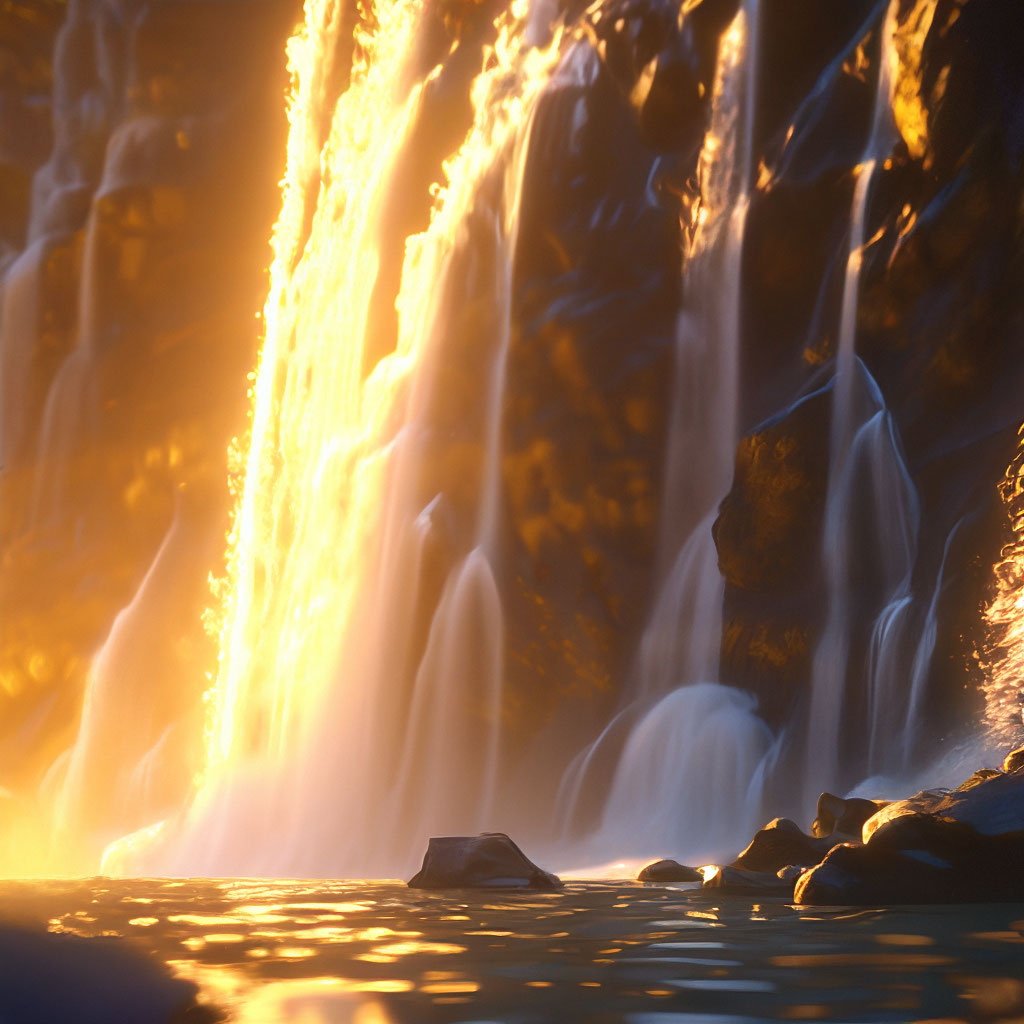 "Waterfall cinematic composition, fantastic waterfall, close-up ...