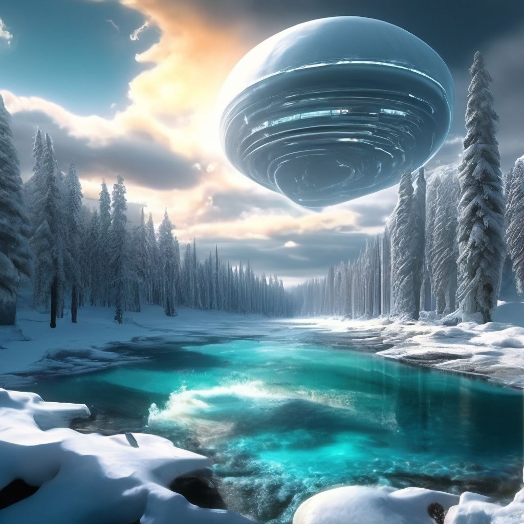 "alien landscape,Majestic snow-white viper-shaped clouds cover a snowy ...