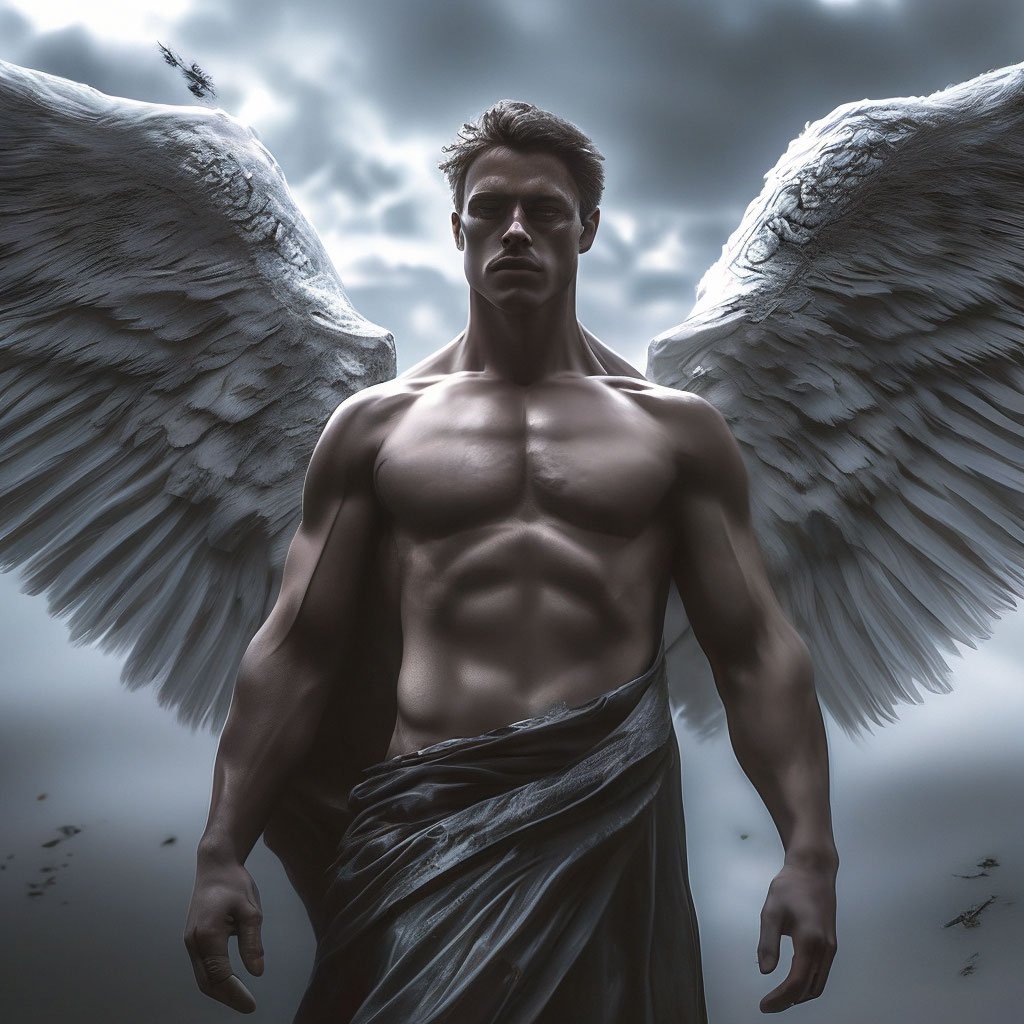 "Realistic angel man detailed, photorealism, cyberrealism, hyperrealism ...