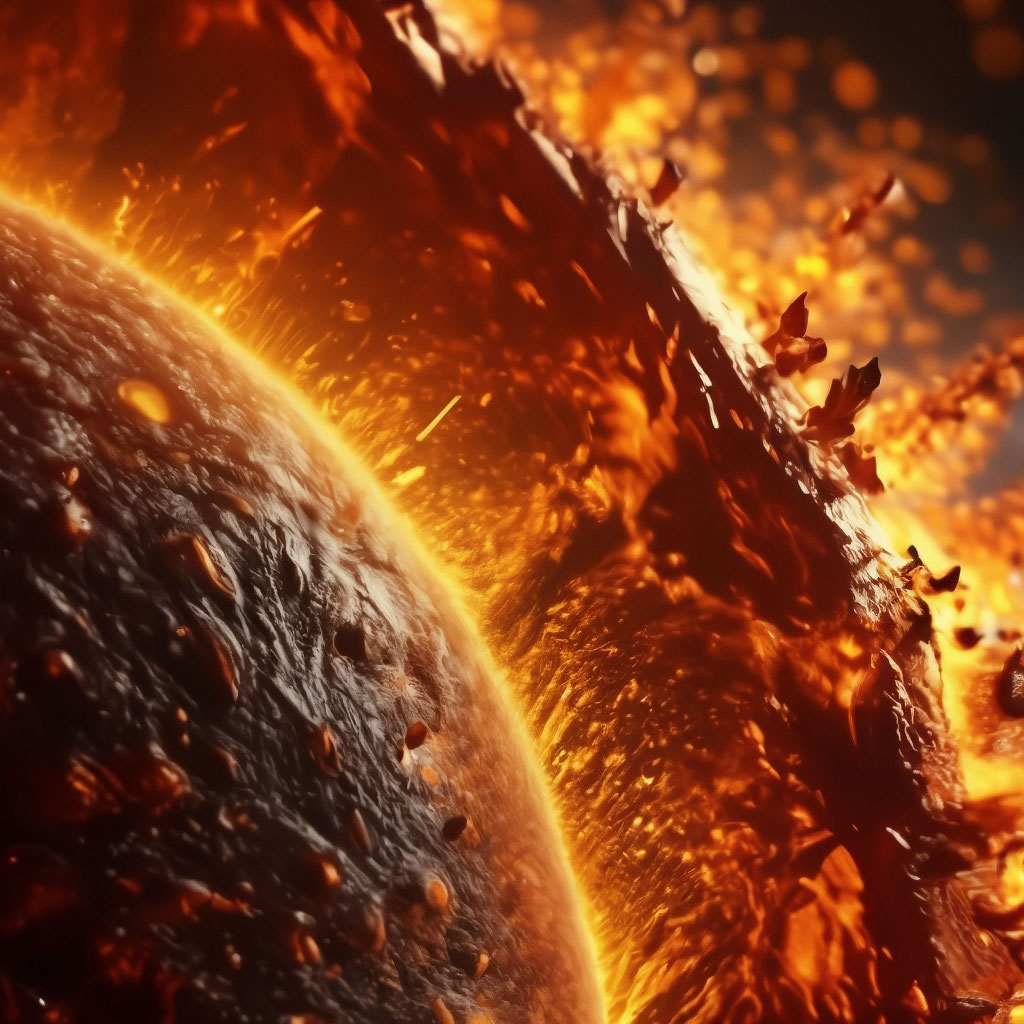 "Inside the sun, aesthetically pleasing, beautiful, realistic, close-up ...