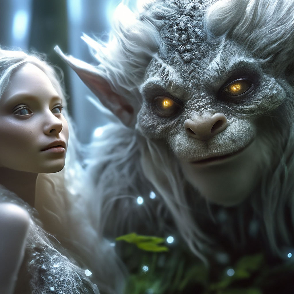 "Hyperrealism, beautiful, spectacular forest troll in symbiosis with ...