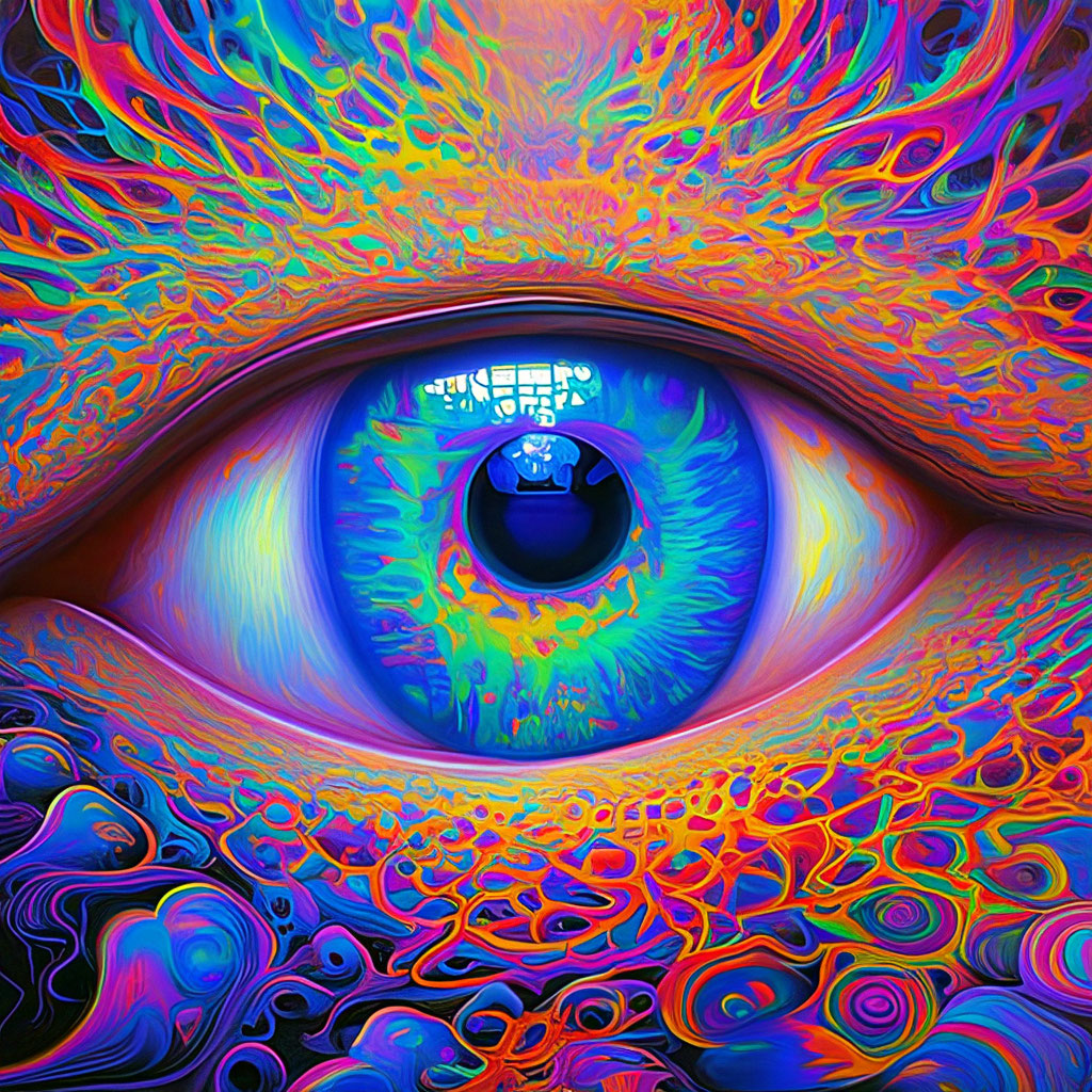 "Psychedelic vision, piercing through the veil, time dilation, eye ...