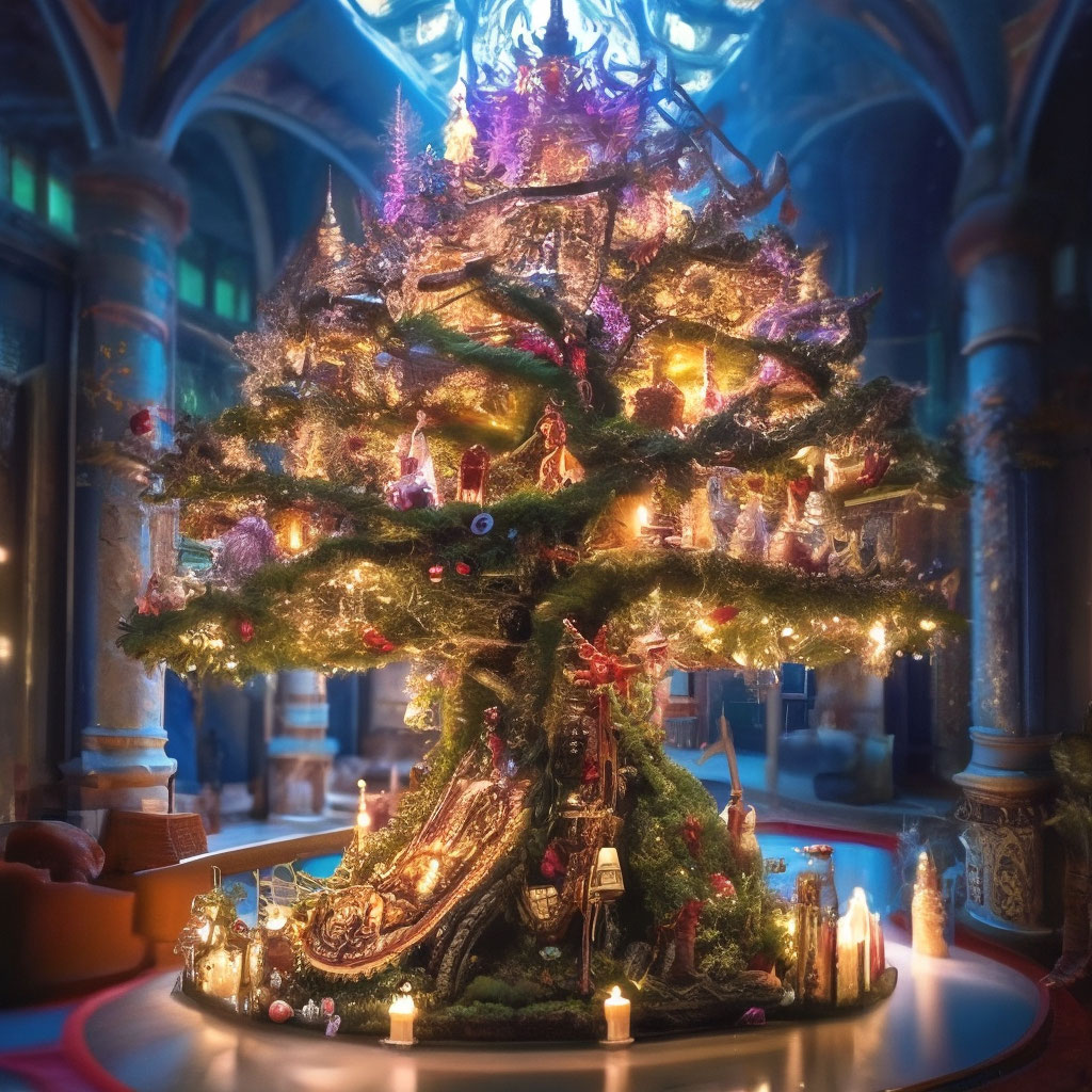 "Live anthropomorphic Christmas tree, very elegant fantasy, mysticism ...