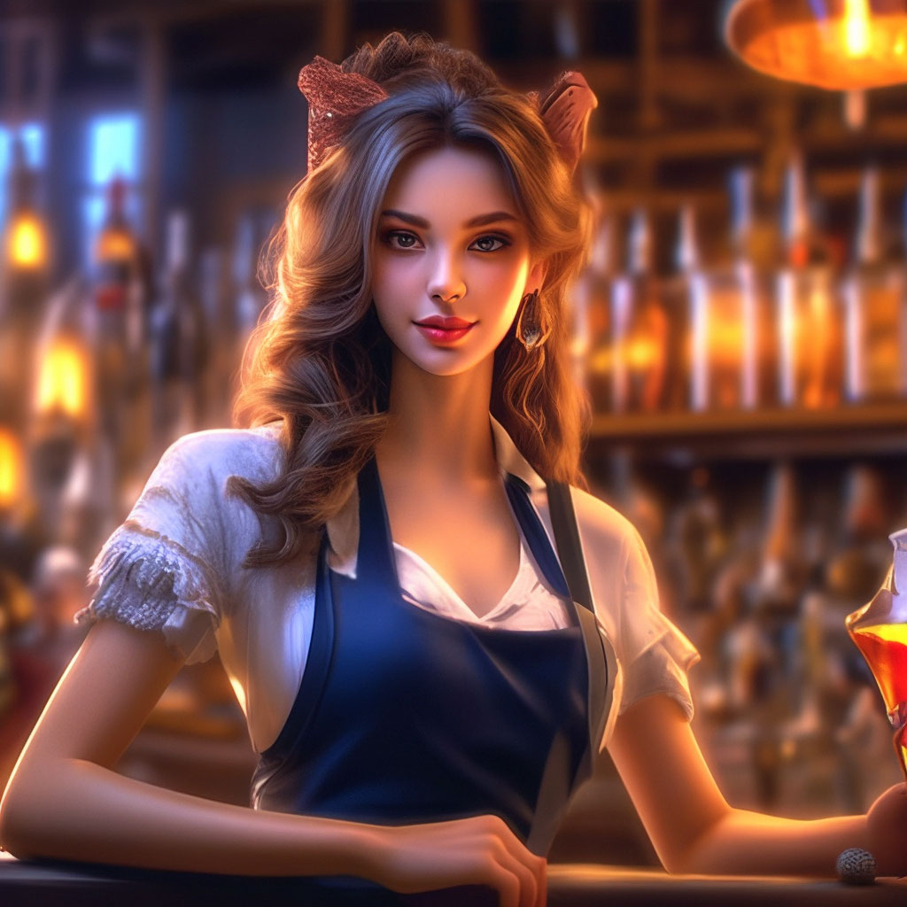 "Bartender girl, beauty, fantasy world, super detail, hdr" — image ...