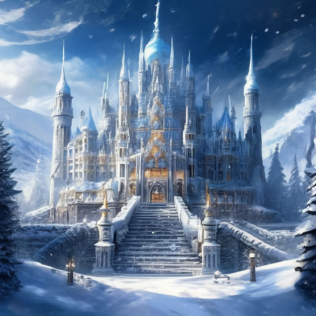 "The beautiful, fabulous palace of the Snow Queen, digital illustration ...