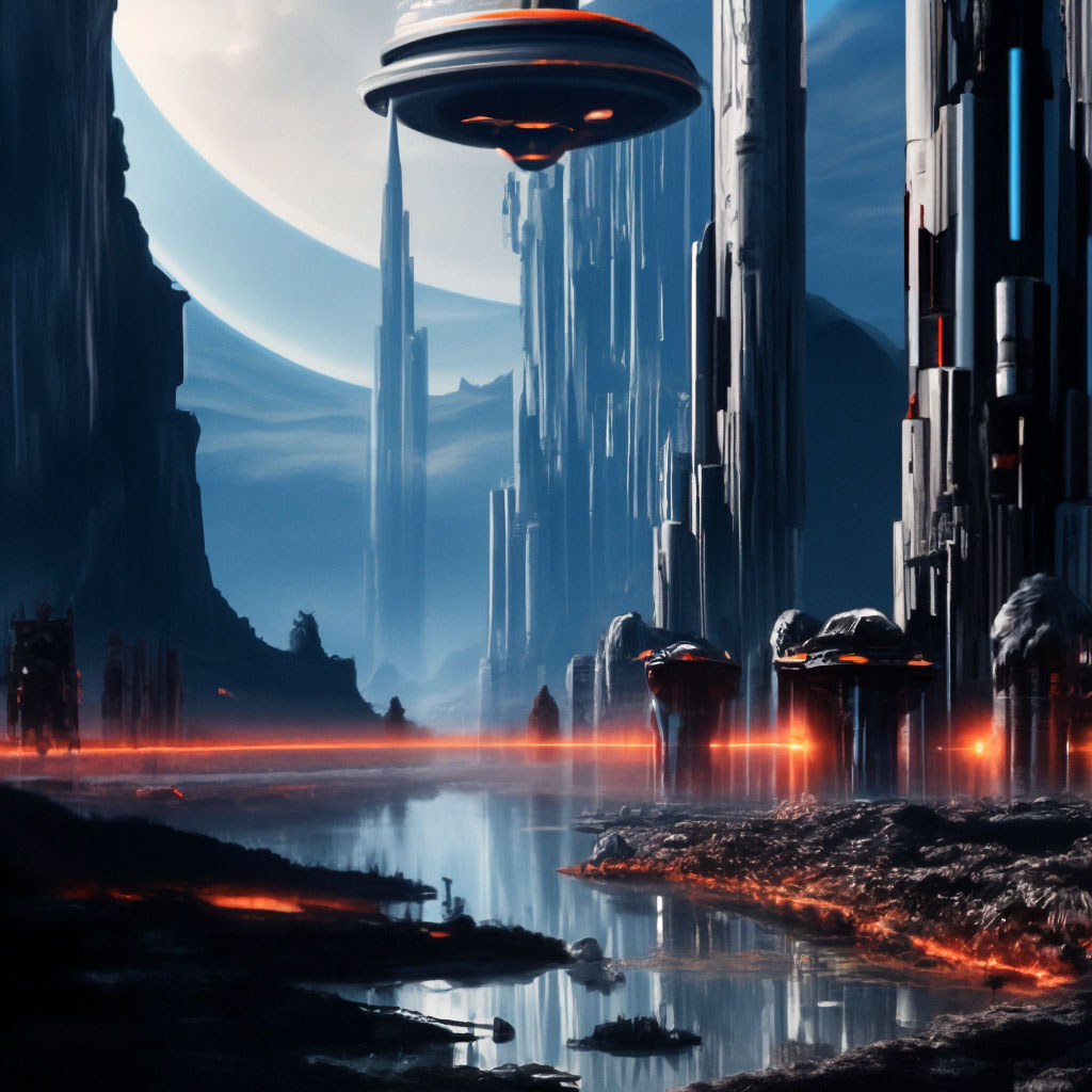 "Star wars, the landscape of an unfamiliar planetary system, a vertical ...