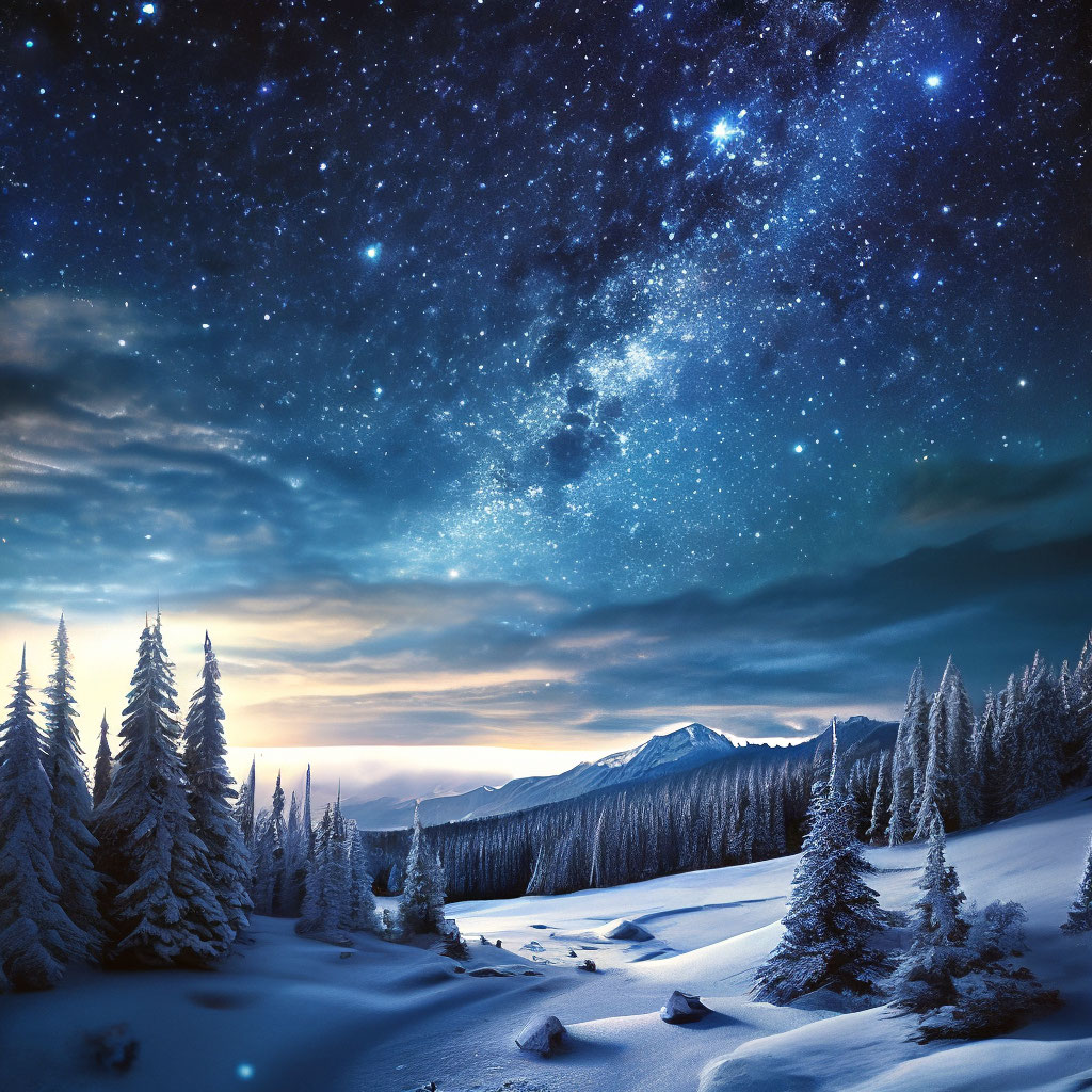 "Cold night, bright stars" — image created in Shedevrum