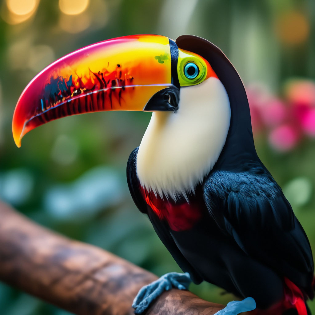 "Incredibly beautiful toucan, watermelon colors, high detail ...