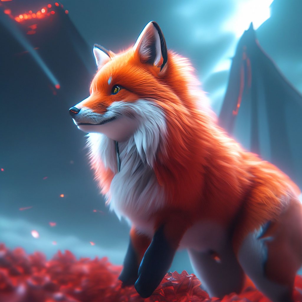 "Bright red fox,fluffy,hunts, aesthetically pleasing, beautiful ...