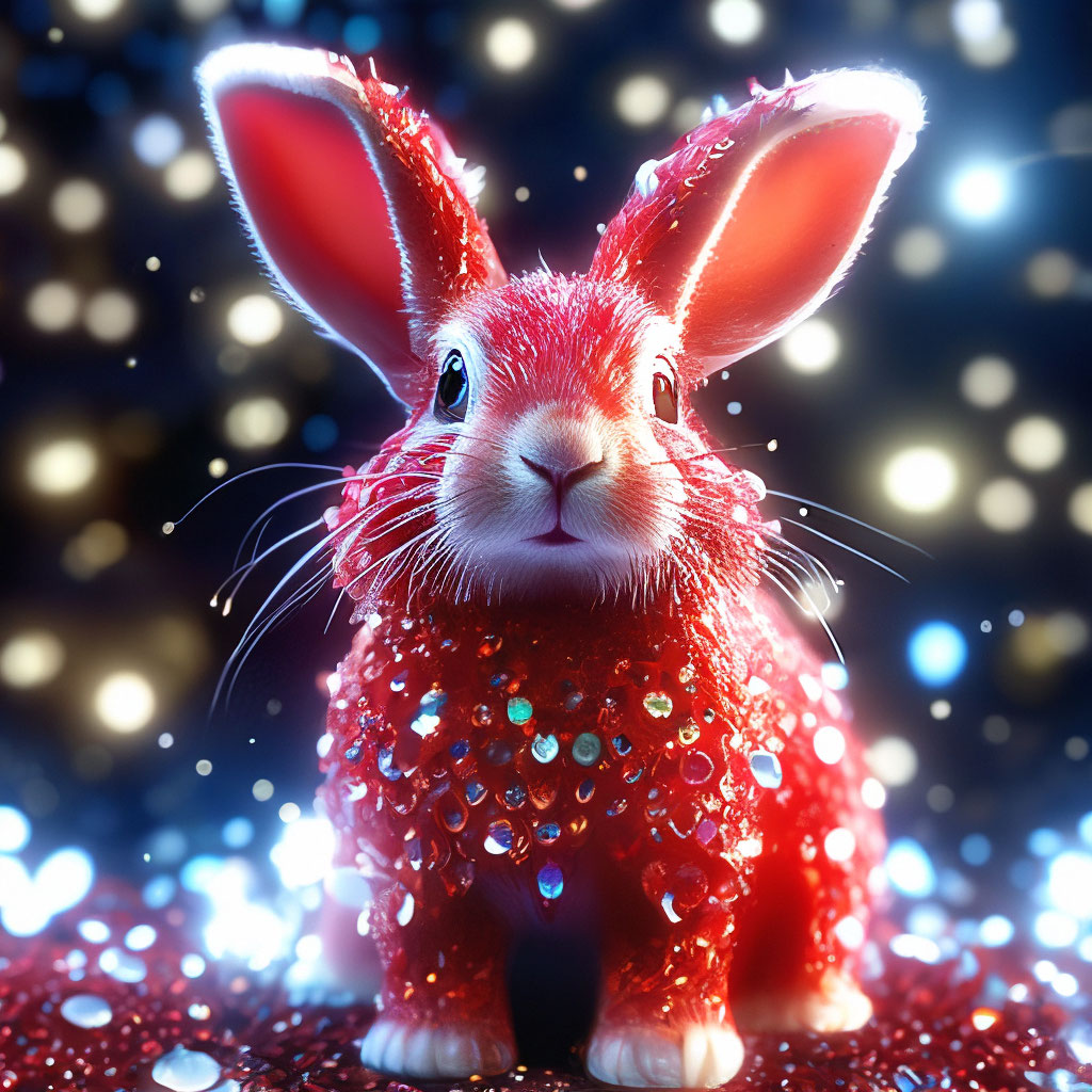 "Hyperrealistic beautiful fiery-red fluffy, arrogant rabbit, full ...