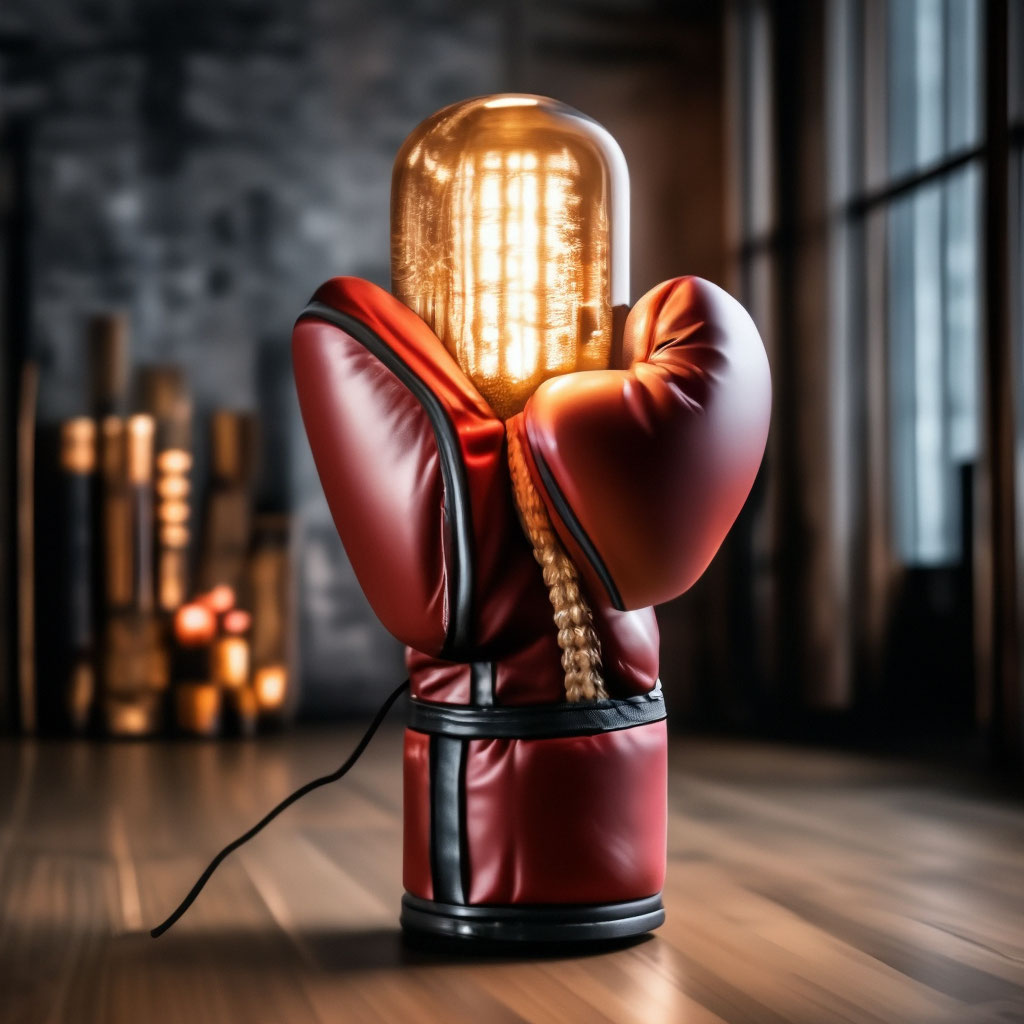 "Floor lamp in the form of a boxing glove for the interior of an ...