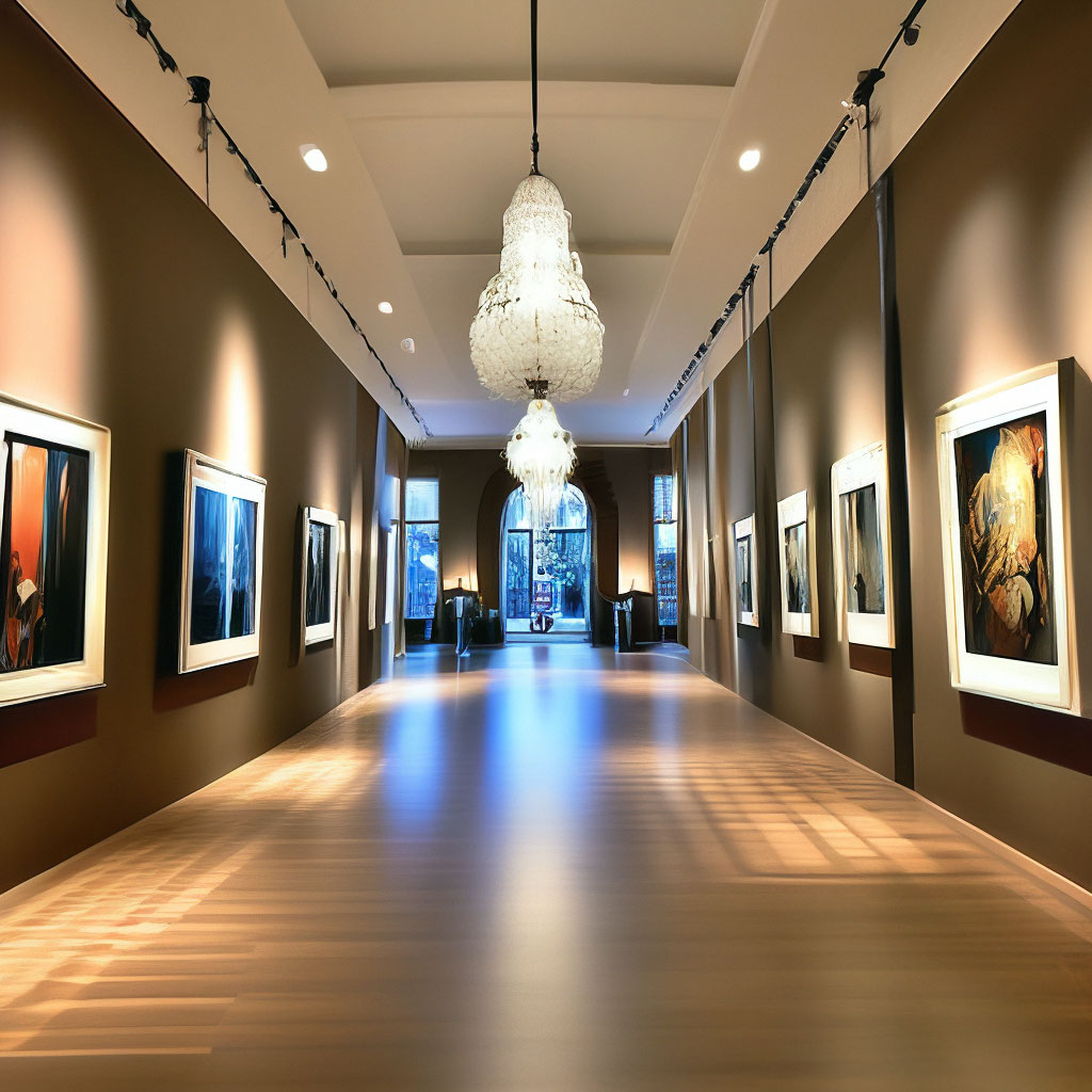"Art gallery. view inside. , professional photo, bright lighting ...