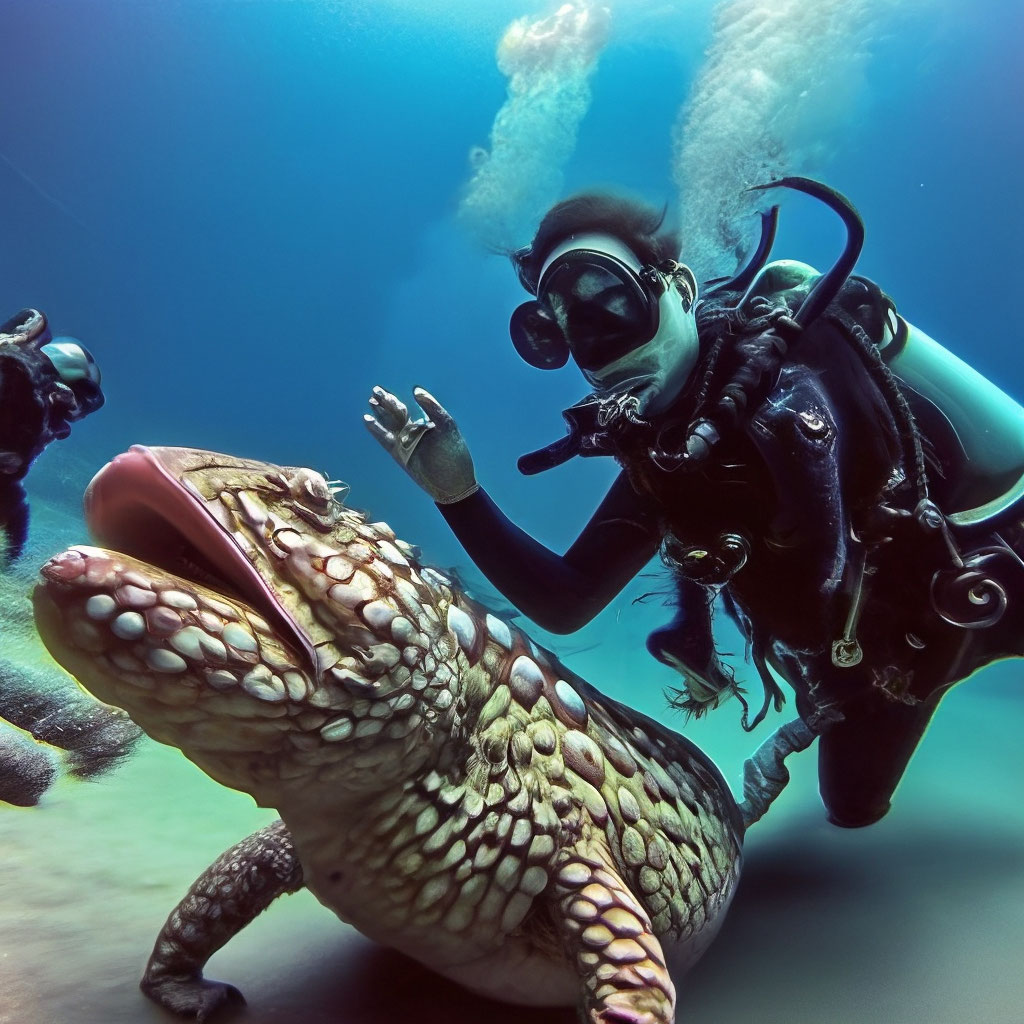 "Scuba diver deep in the ocean decided to arrange a hug with a ...