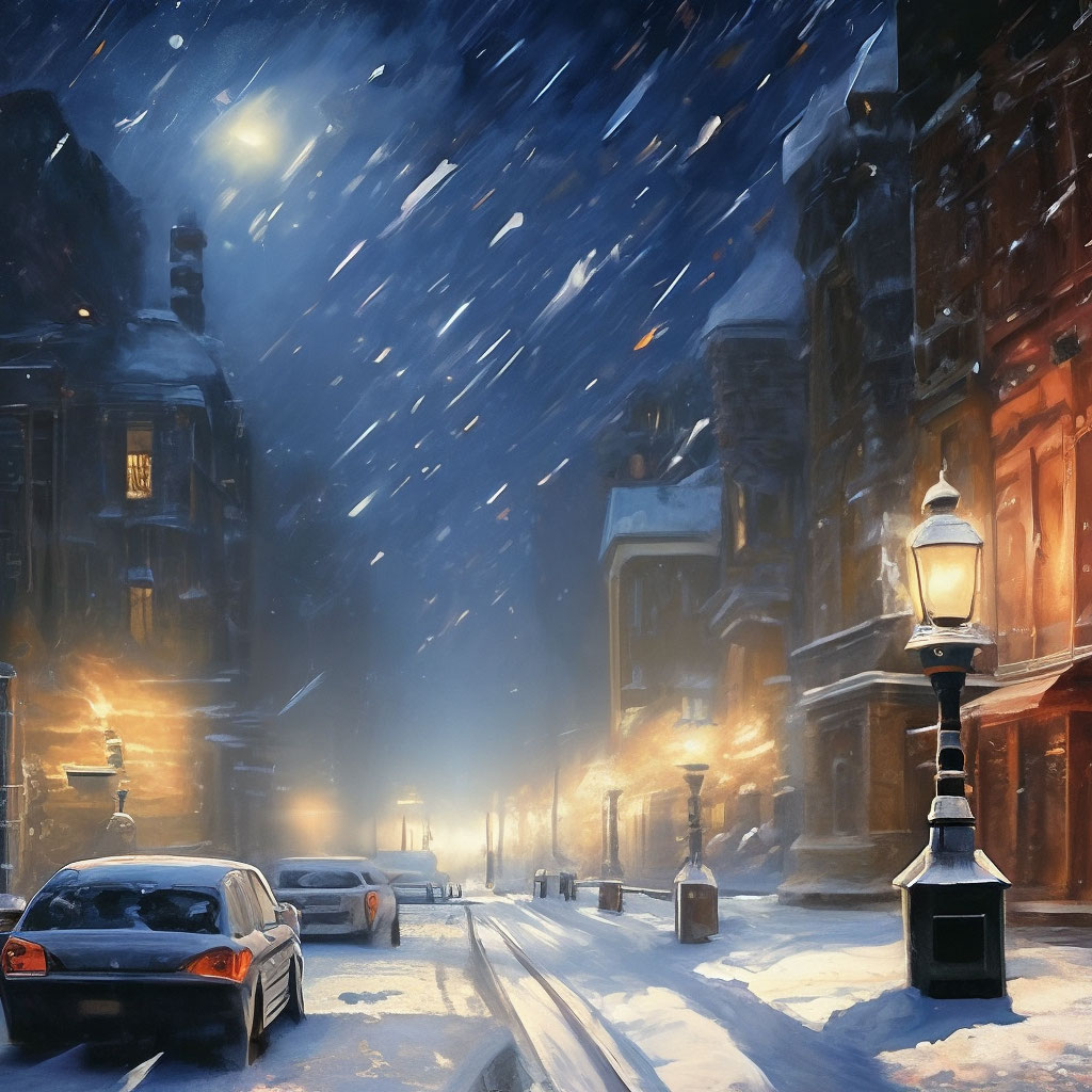 "Good night 🌙 blizzard sweeps" — image created in Shedevrum