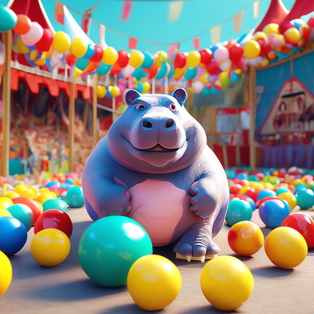 "Hippo cat , sells balls of different colors, in the circus" — image ...