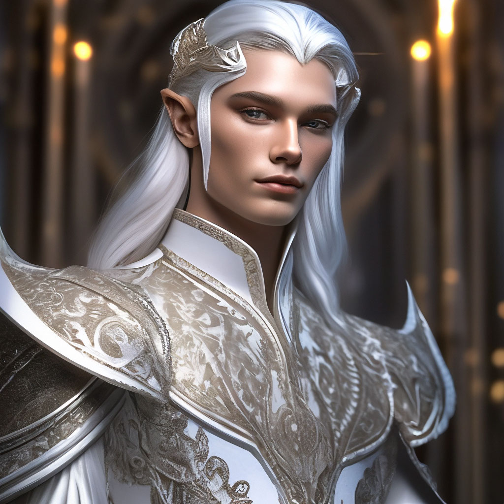 "Elf prince, full-length elf, hyperrealism, 50k, high quality, focus on ...