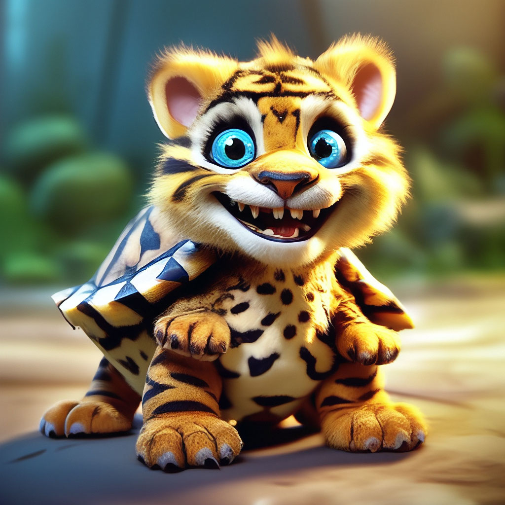 "Creep funny fluffy bug-eyed tiger turtle +tiger+coherently, smiling ...