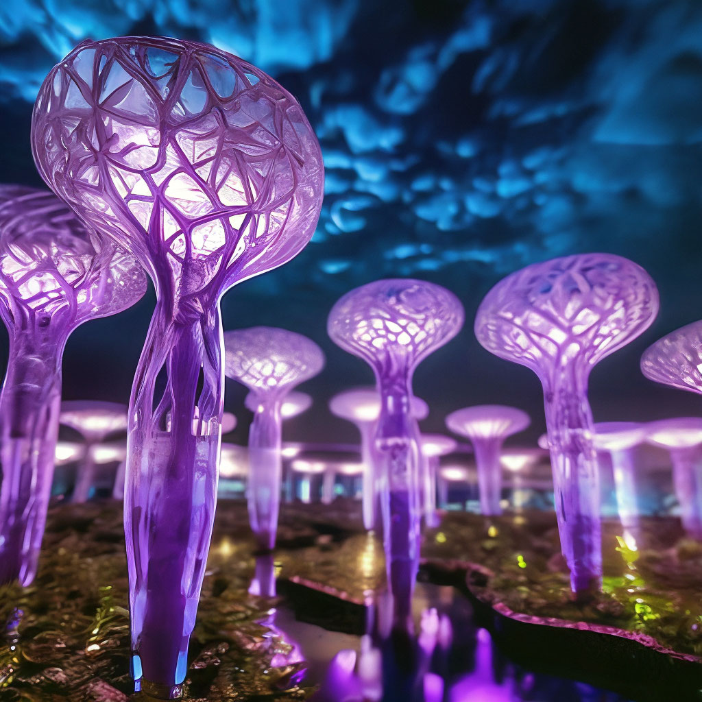"The Wonder of the World The sky at night A forest of purple curved ...