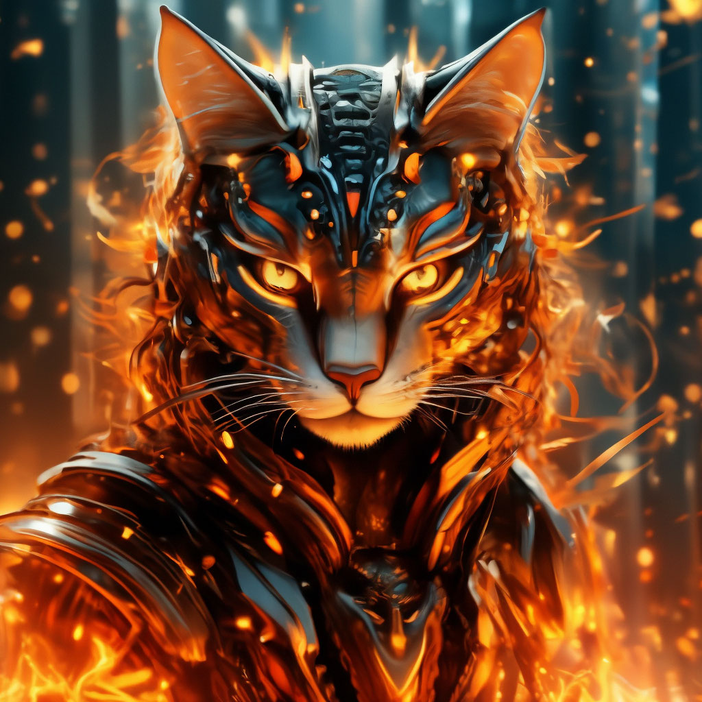 "The fire cat bayun from Russian fairy tales" — image created in Shedevrum