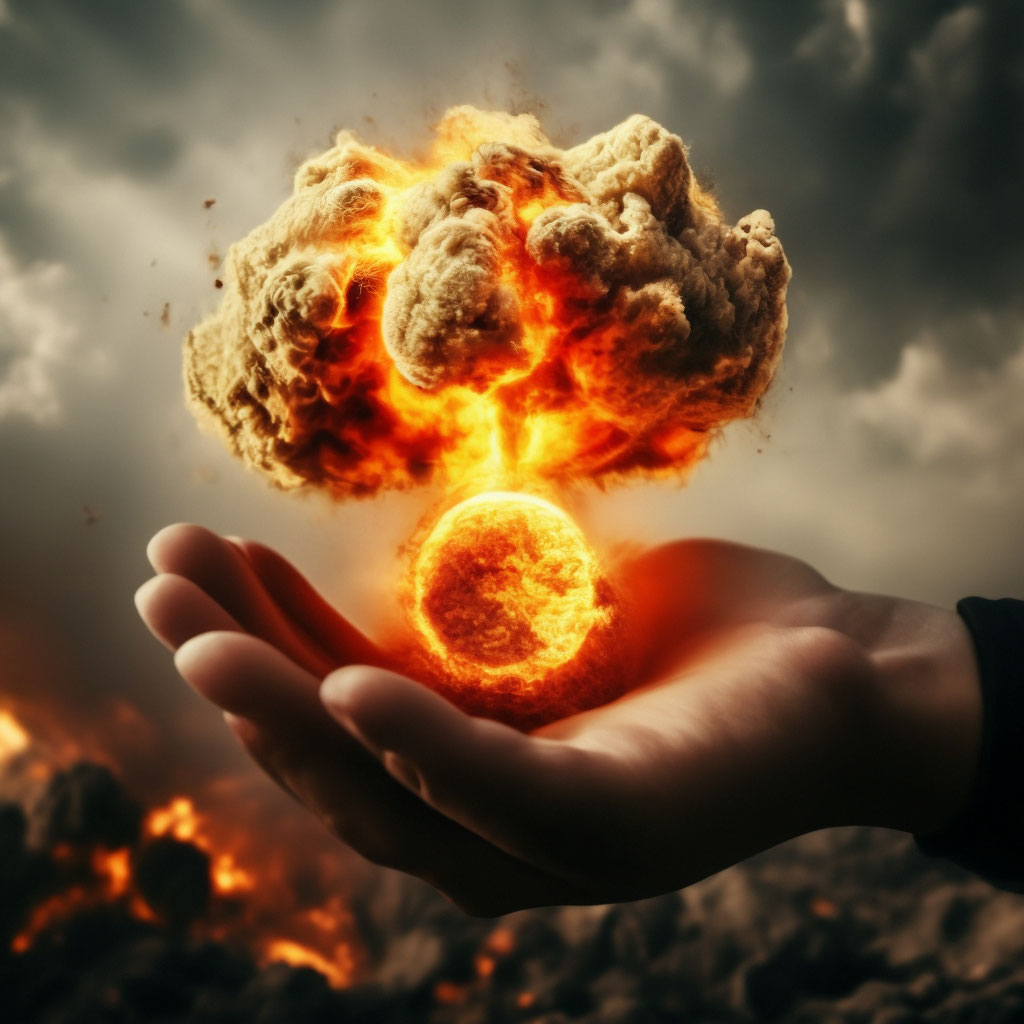 "Nuclear explosion in the palm of your hand Girerrealism , minimalism ...