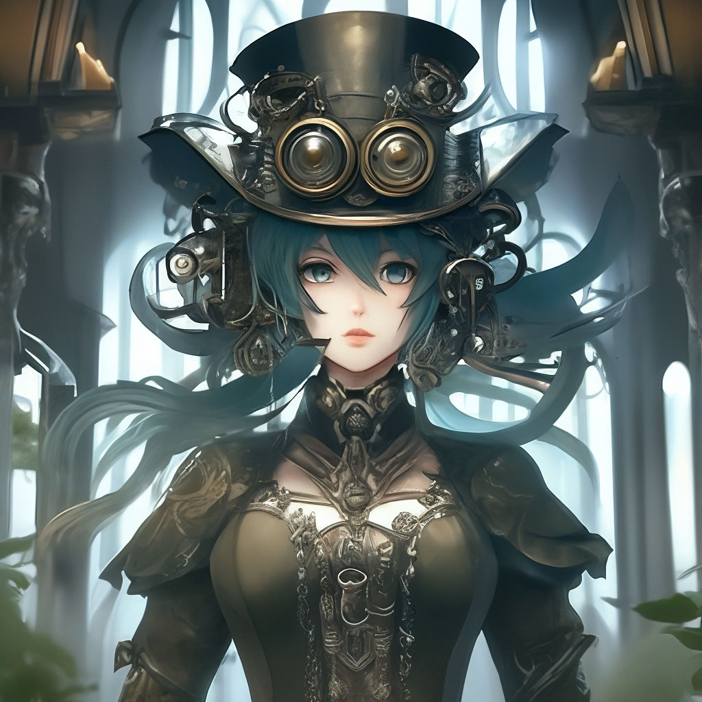 "Hatsune Miku Steampunk" — image created in Shedevrum