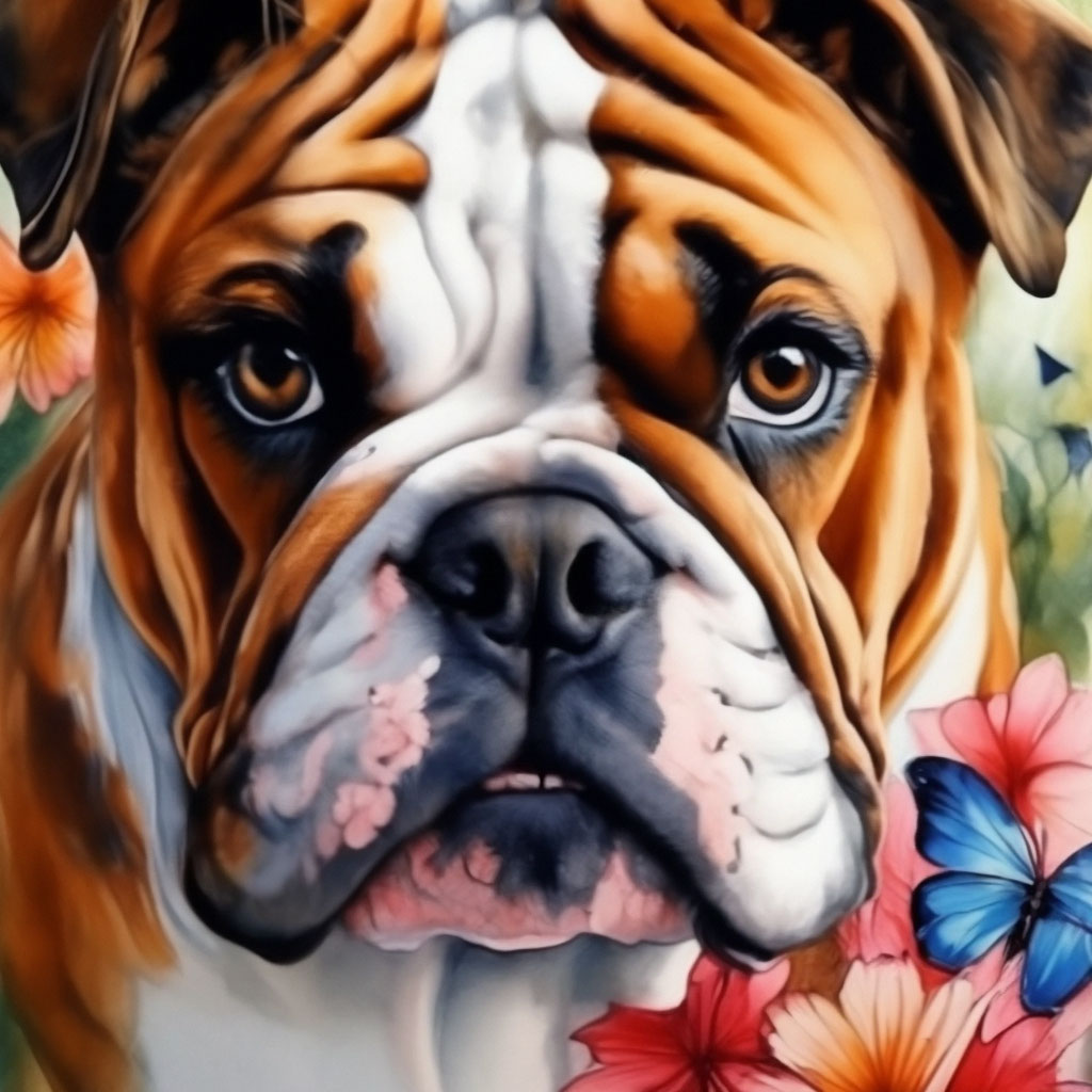 "English bulldog, naturalness, soft hair, brilliant expressive eyes ...