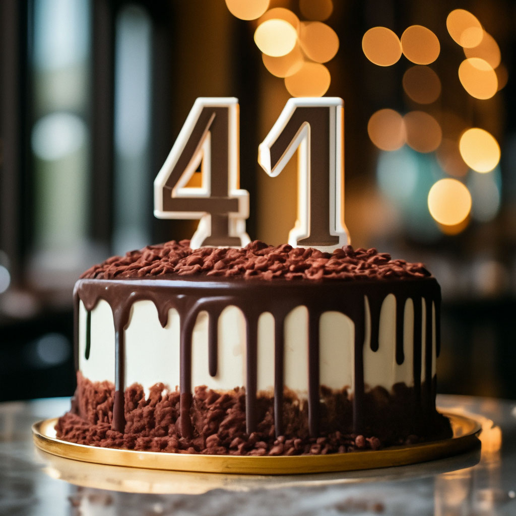 "Cake with the number "'41'" on the cake" — image created in Shedevrum