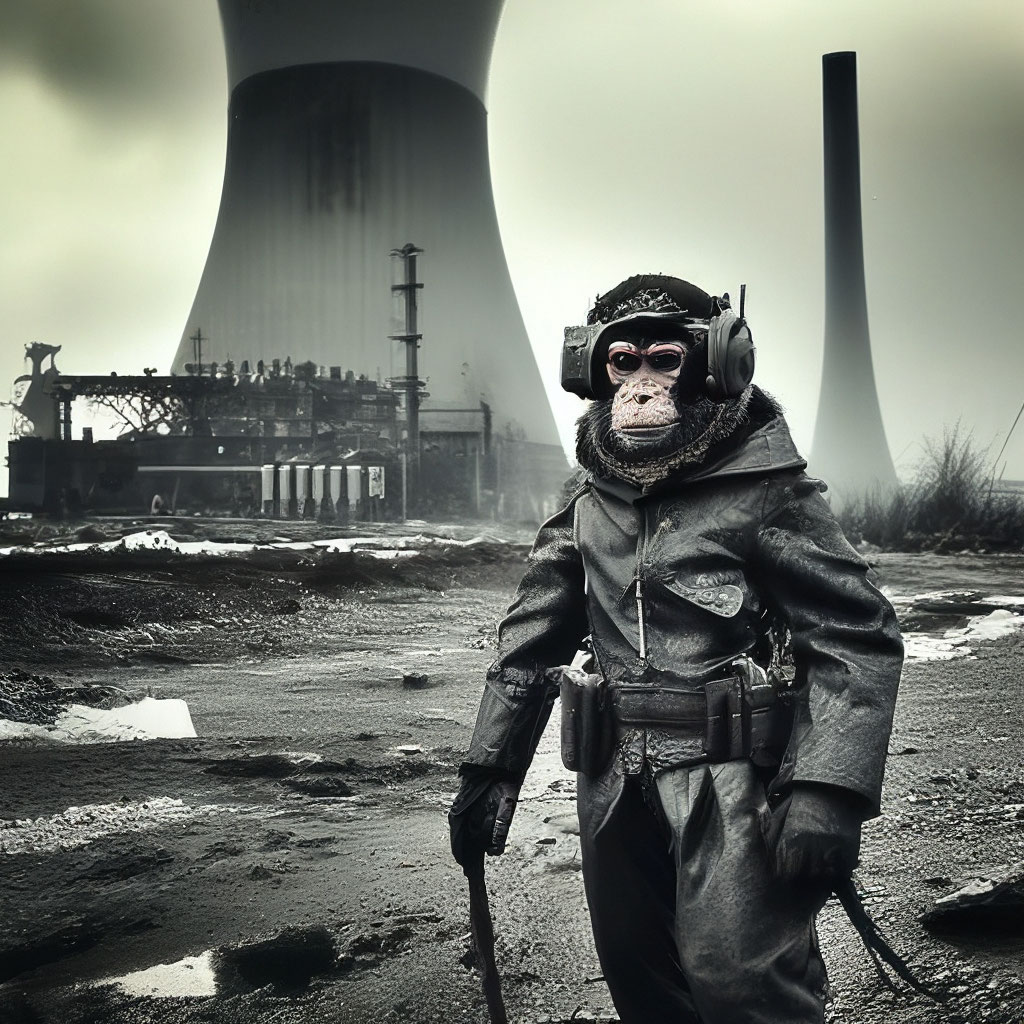 "Cool stalker monkey, near the Chernobyl nuclear power plant" — image ...