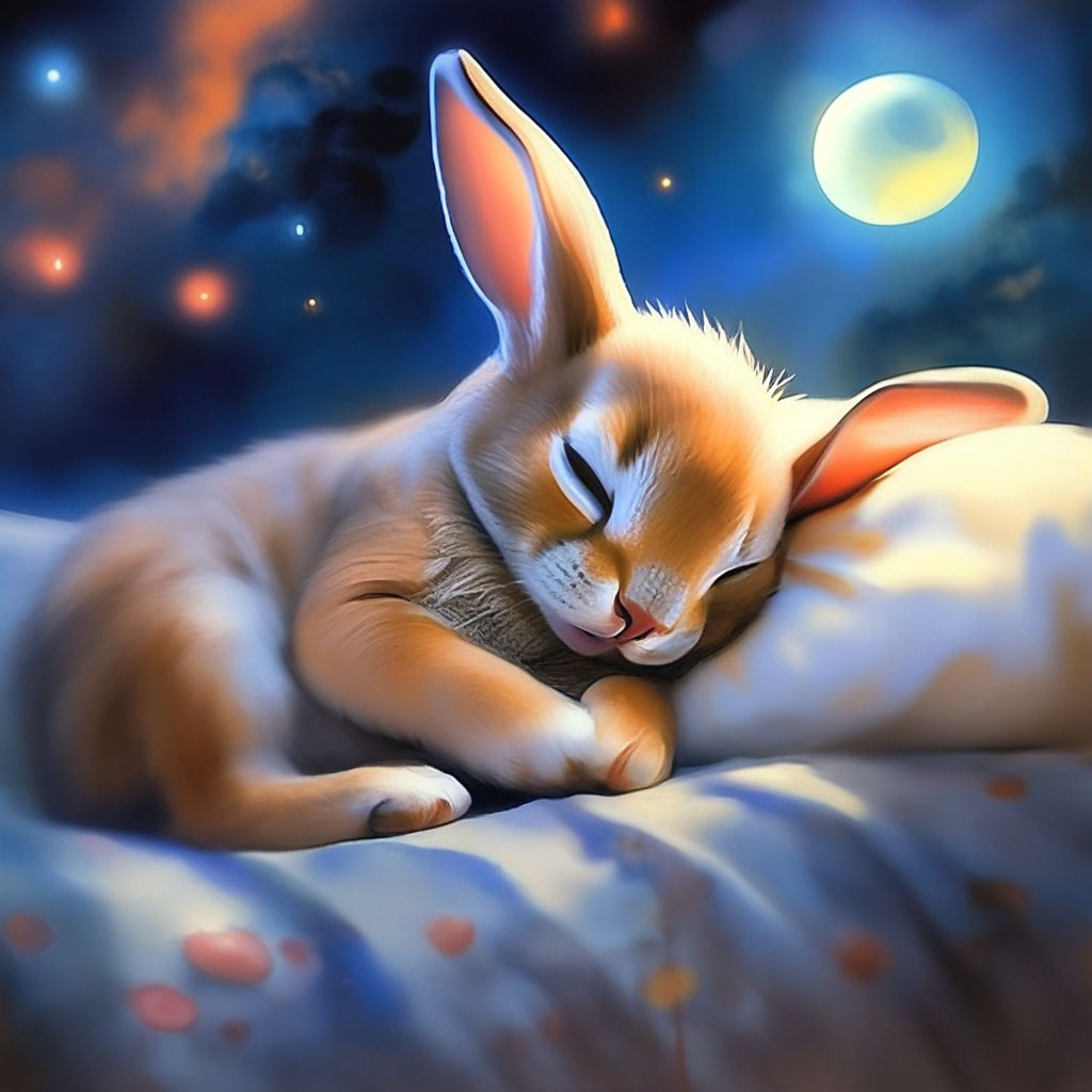 "World...Goodnight! Sleep my bunny, go to sleep..." — image created in ...