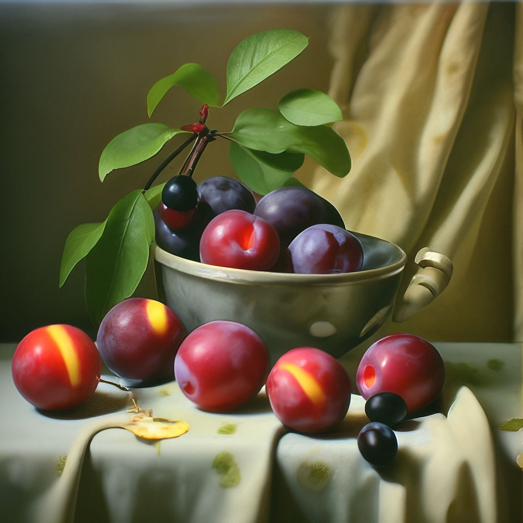 "Plum still life" — image created in Shedevrum