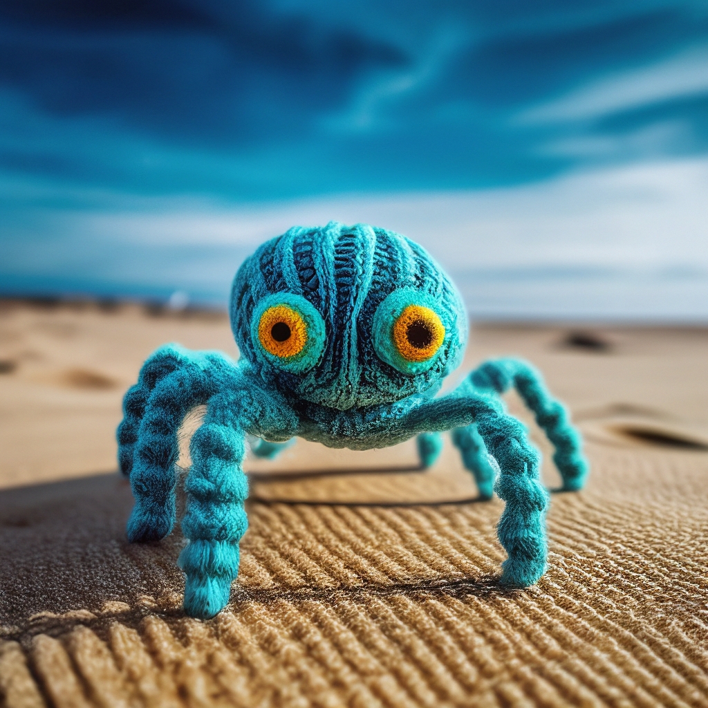 "Grandma knitted her grandchildren a knitted cute arthropod creature ...