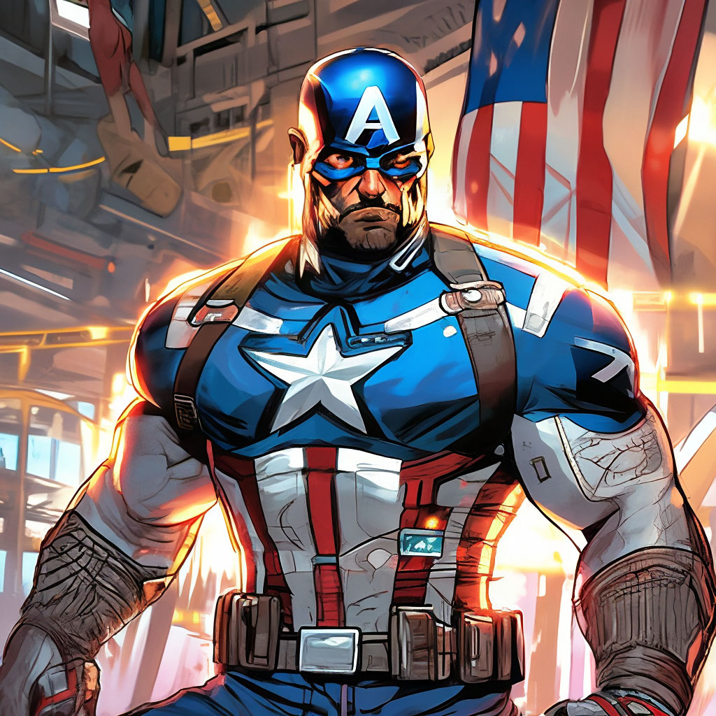 "Captain America Bodybuilder" — image created in Shedevrum