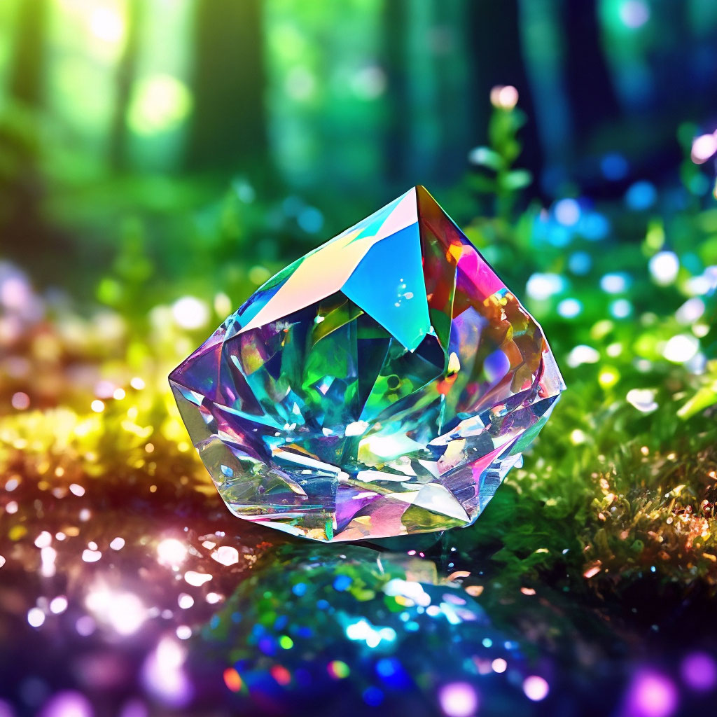 "Crystal bionic transparent crystal in rainbow dew with diamond glitter ...