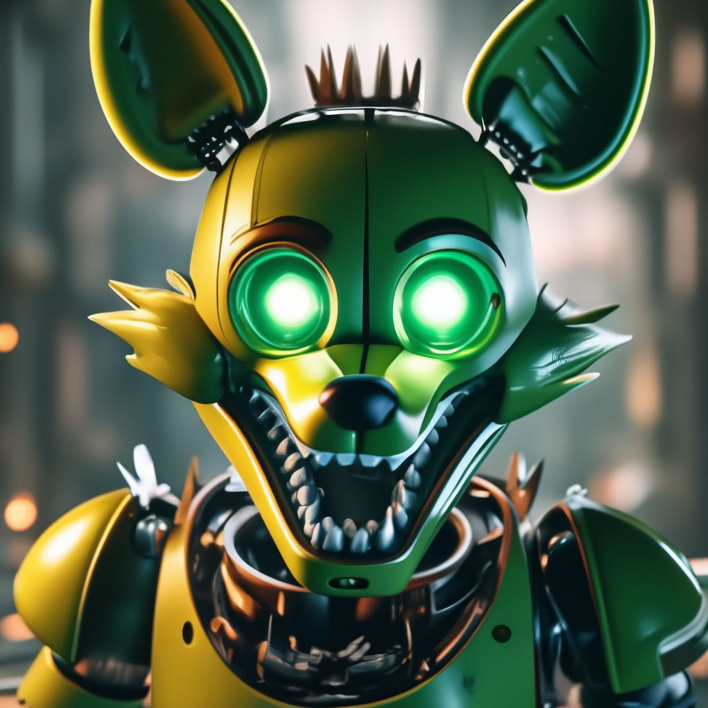 "Fandom green ghost Foxy from FNAF" — image created in Shedevrum